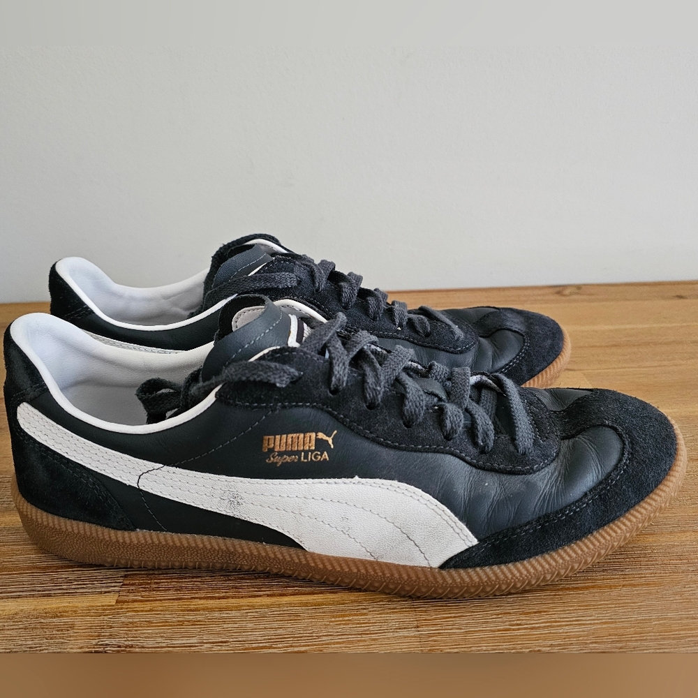 Puma Supa Liga Black Og Men's Black Leather Sneakers,… - Gem